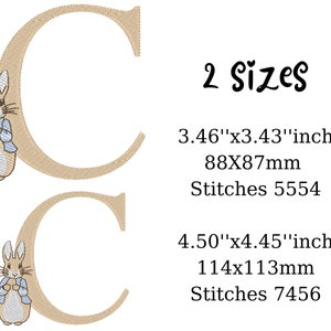 The Tale of Peter Rabbit 3 Inch 4 Inch C Letter, Embroidery Machine ...