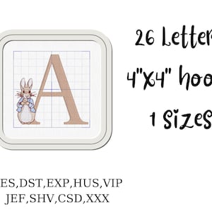 The Tale of Peter Rabbit Alphabet 4 Inch 26 Letters Embroidery Machine ...