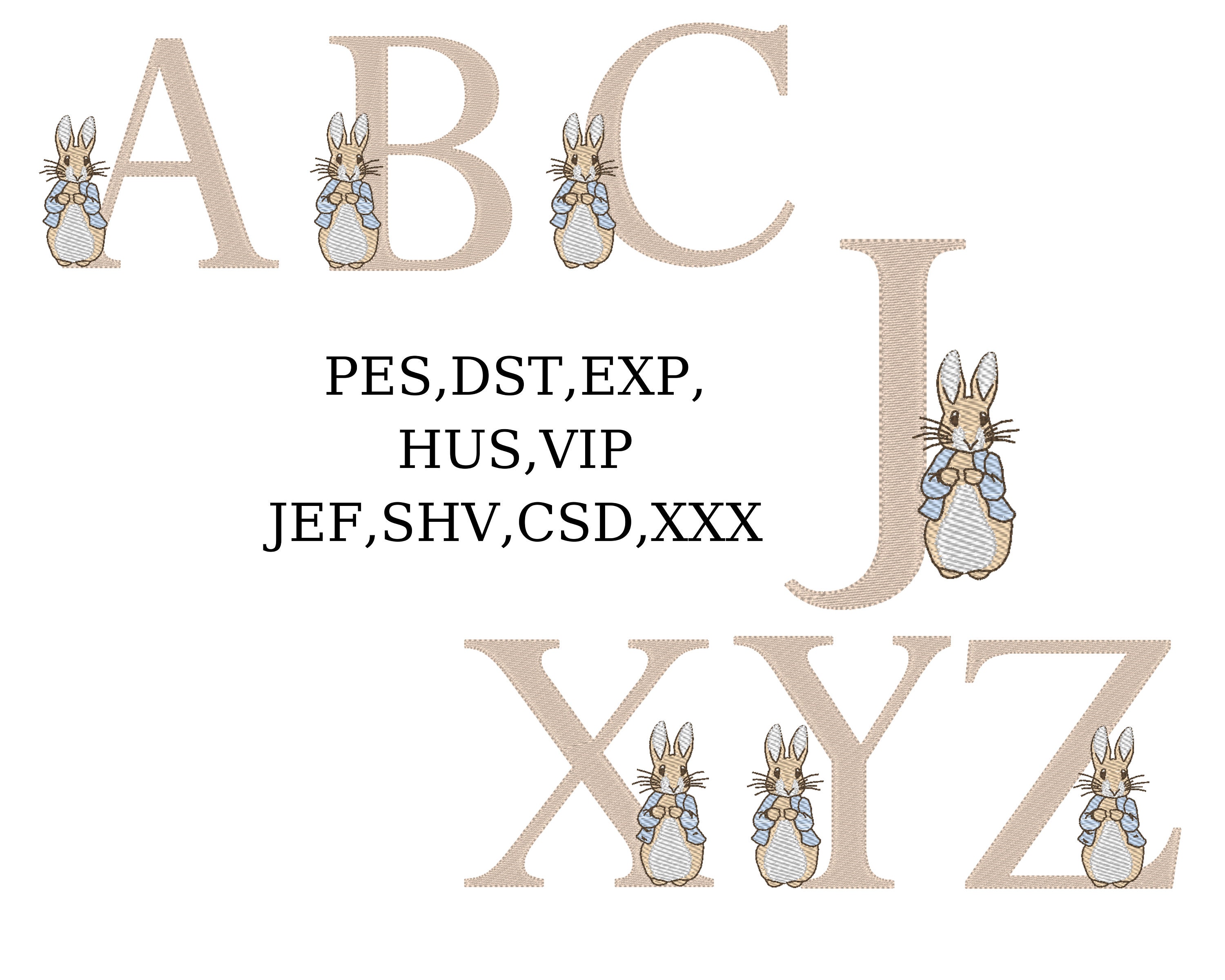 The Tale of Peter Rabbit Letter J 3 Inch 4 Inch Embroidery - Etsy UK