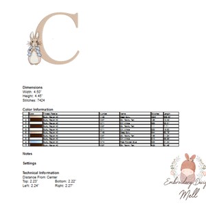 The Tale of Peter Rabbit 3 Inch 4 Inch C Letter, Embroidery Machine ...