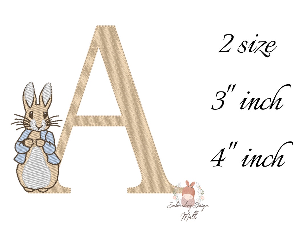 The Tale of Peter Rabbit Letter A 3 Inch 4 Inch , Embroidery Machine ...