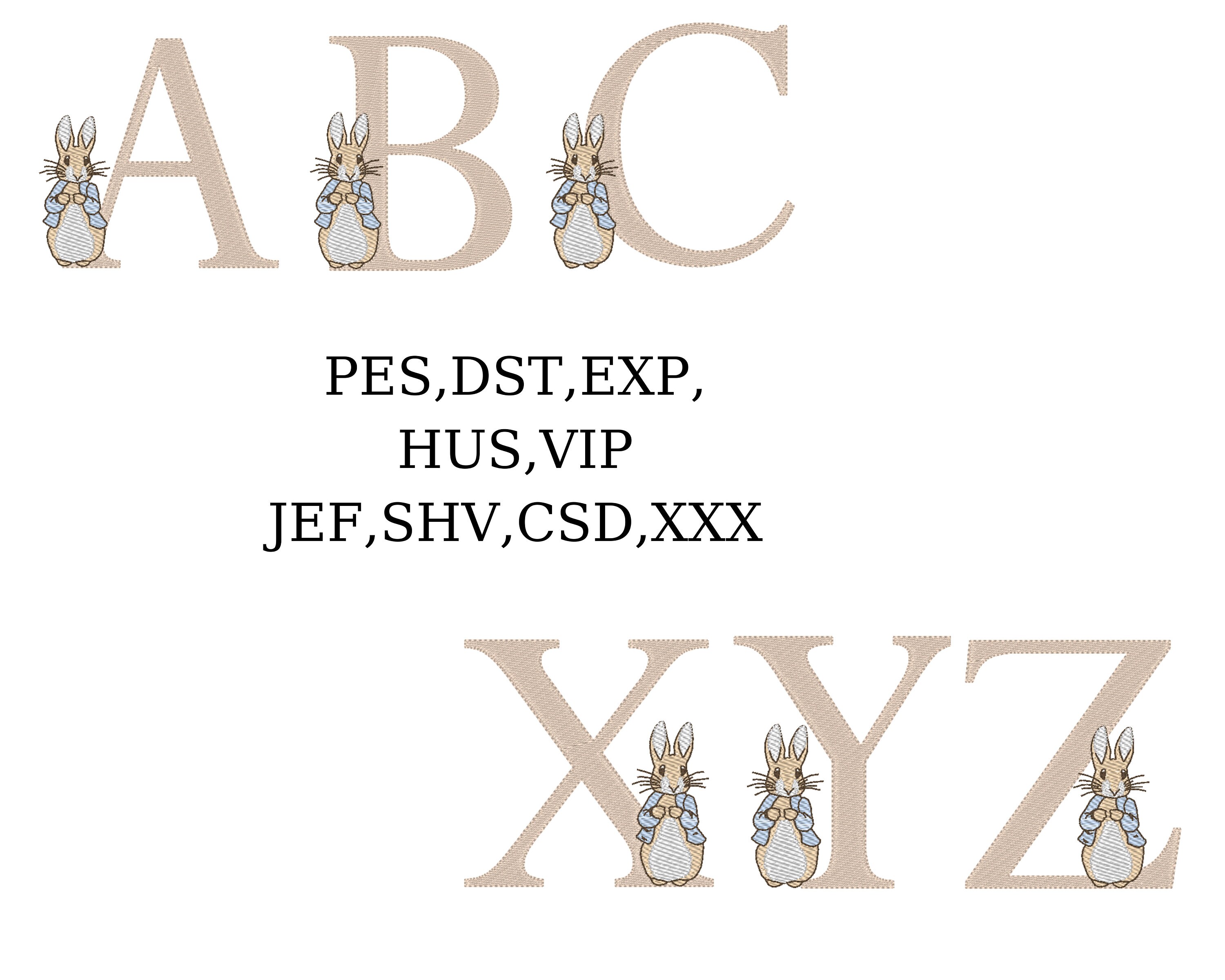 The Tale of Peter Rabbit Alphabet 4 Inch 26 Letters Embroidery Machine ...