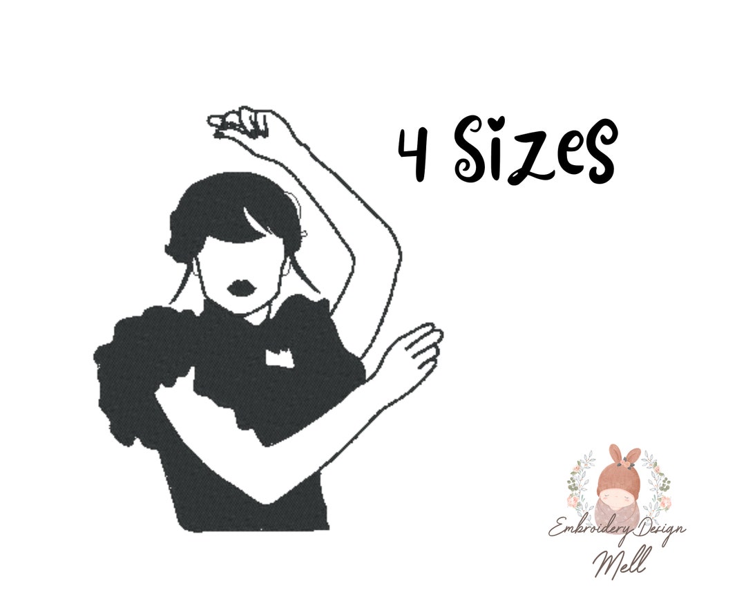 Wednesday Adams Dance Embroidery Design, 4 Sizes Digital Download ...