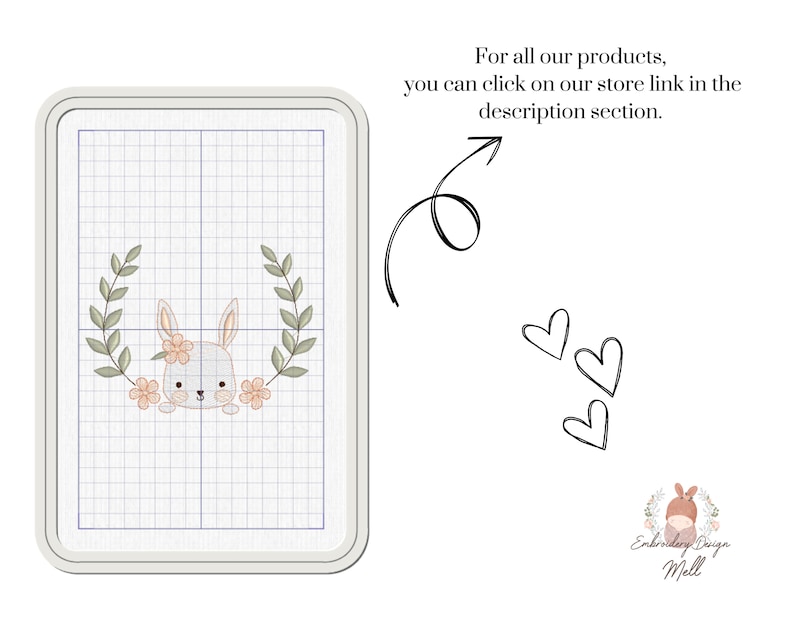 White Bunnies Frame Rabbit Collections New Embroidery - Etsy