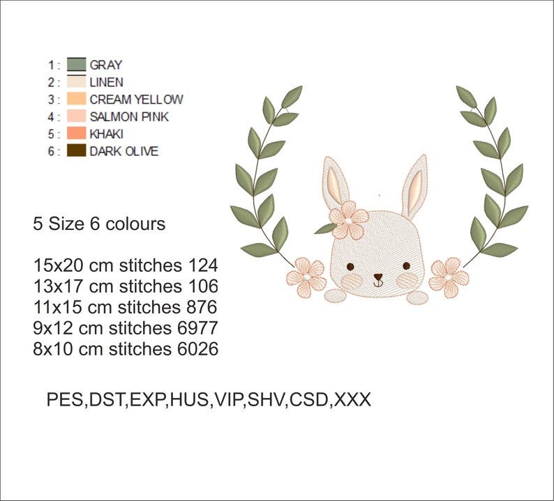 White Bunnies Frame Rabbit Collections New Embroidery - Etsy