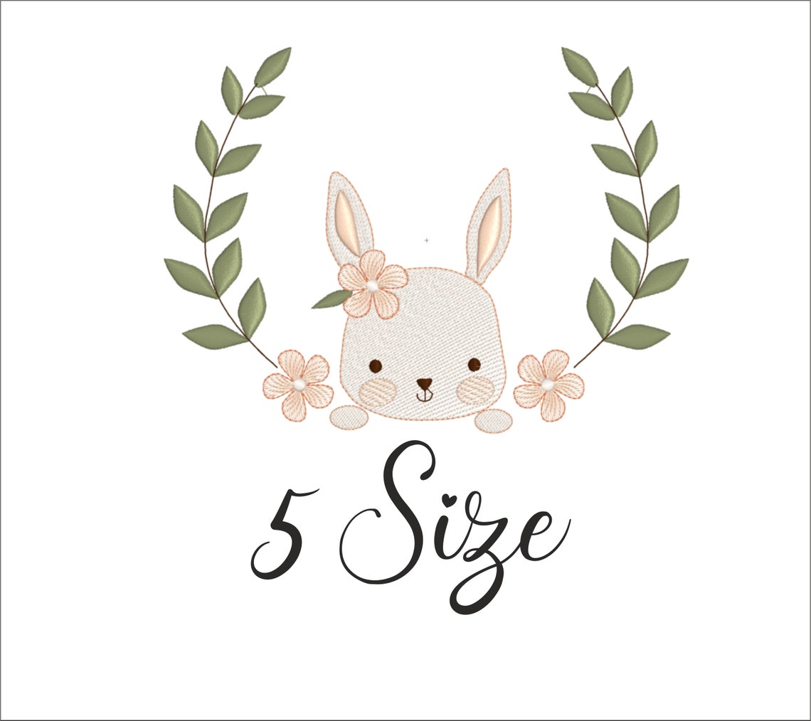 White Bunnies Frame Rabbit Collections New Embroidery - Etsy