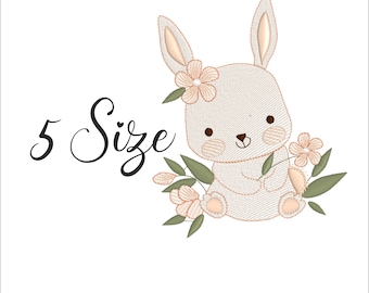 Rabbit Embroidery Design Cute Bunny Machine Embroidery - Etsy