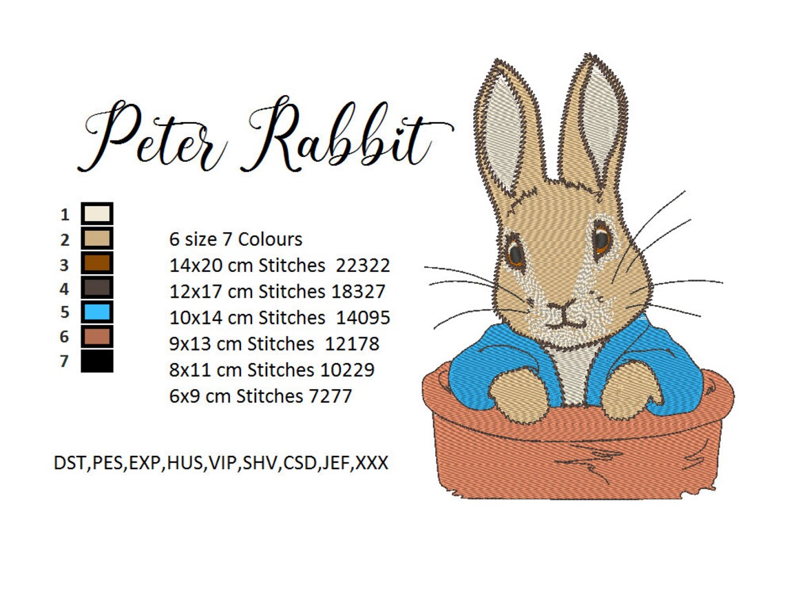Beatrix Potter Peter Rabbit in Pot Embroidery Machine - Etsy