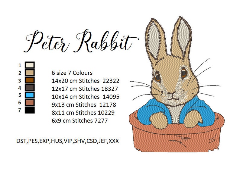 Beatrix Potter Peter Rabbit in Pot Embroidery Machine Embroidery ...