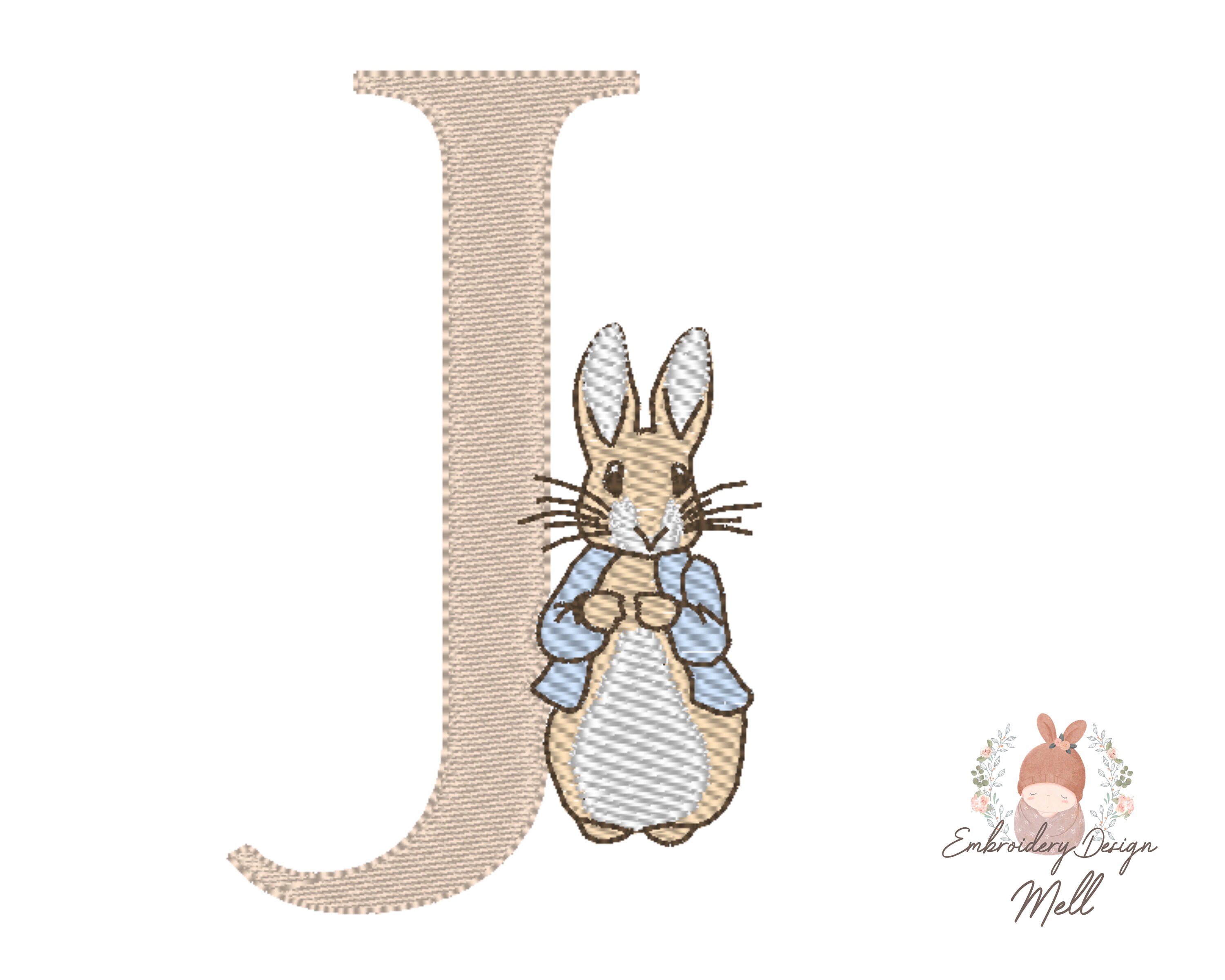The Tale of Peter Rabbit Letter J 3 Inch 4 Inch Embroidery - Etsy UK