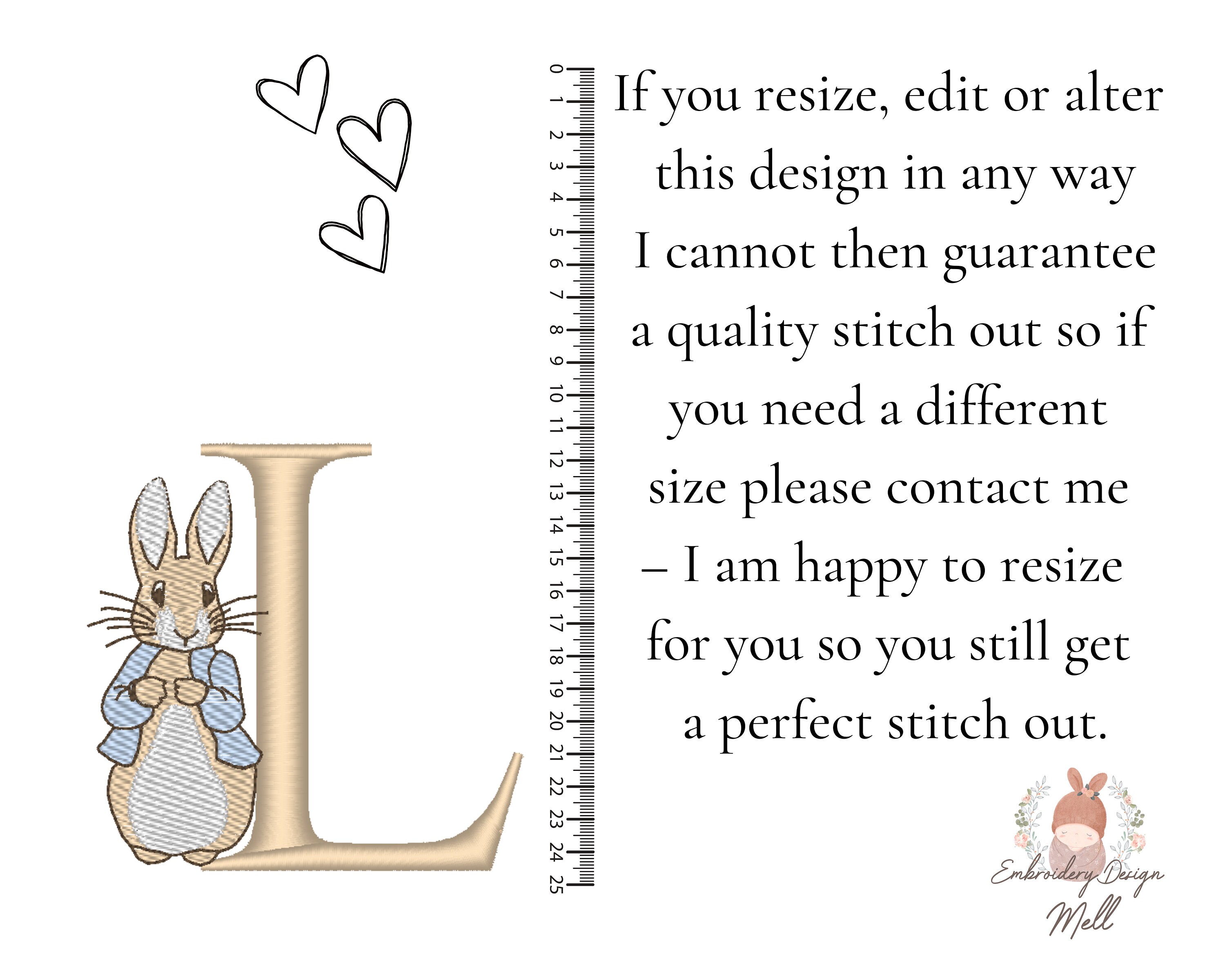 The Tale of Peter Rabbit Letter L 3 Inch 4 Inch , Embroidery Machine ...