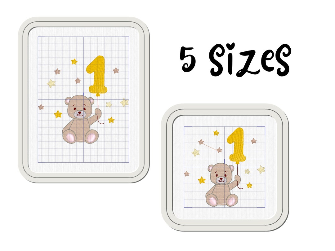 Teddy Bear Number One Embroidery Design (digital Download) - Etsy