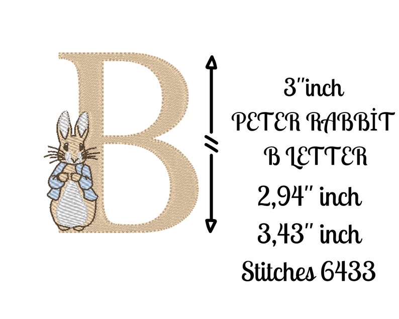 The Tale of Peter Rabbit 3 Inch 4 Inch B Letter Embroidery - Etsy