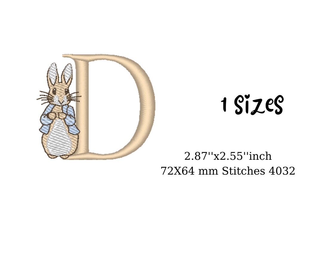 Peter Rabbit D Letter Embroidery Design, Embroidery Pattern File ...