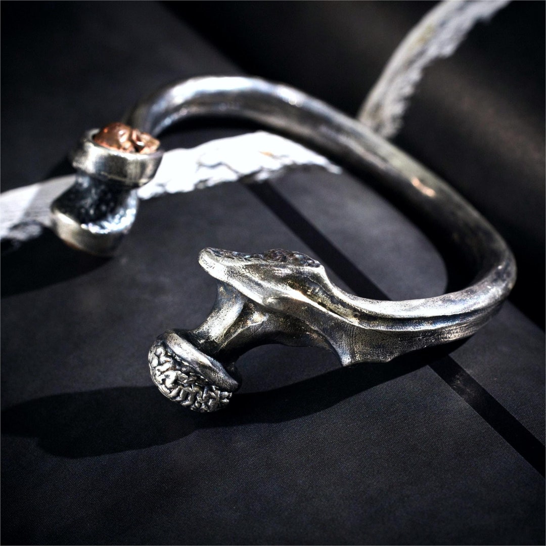 Leg Bone Bracelet. Sterling Silver and Brass. Handmade Bracelet. Unique ...