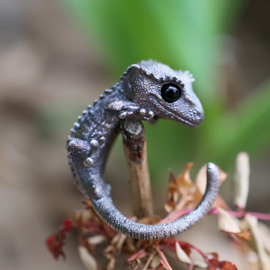 Wildanimal Ring. Crested Gecko Ring. Sterling Silver Ring. Lizard Ring ...