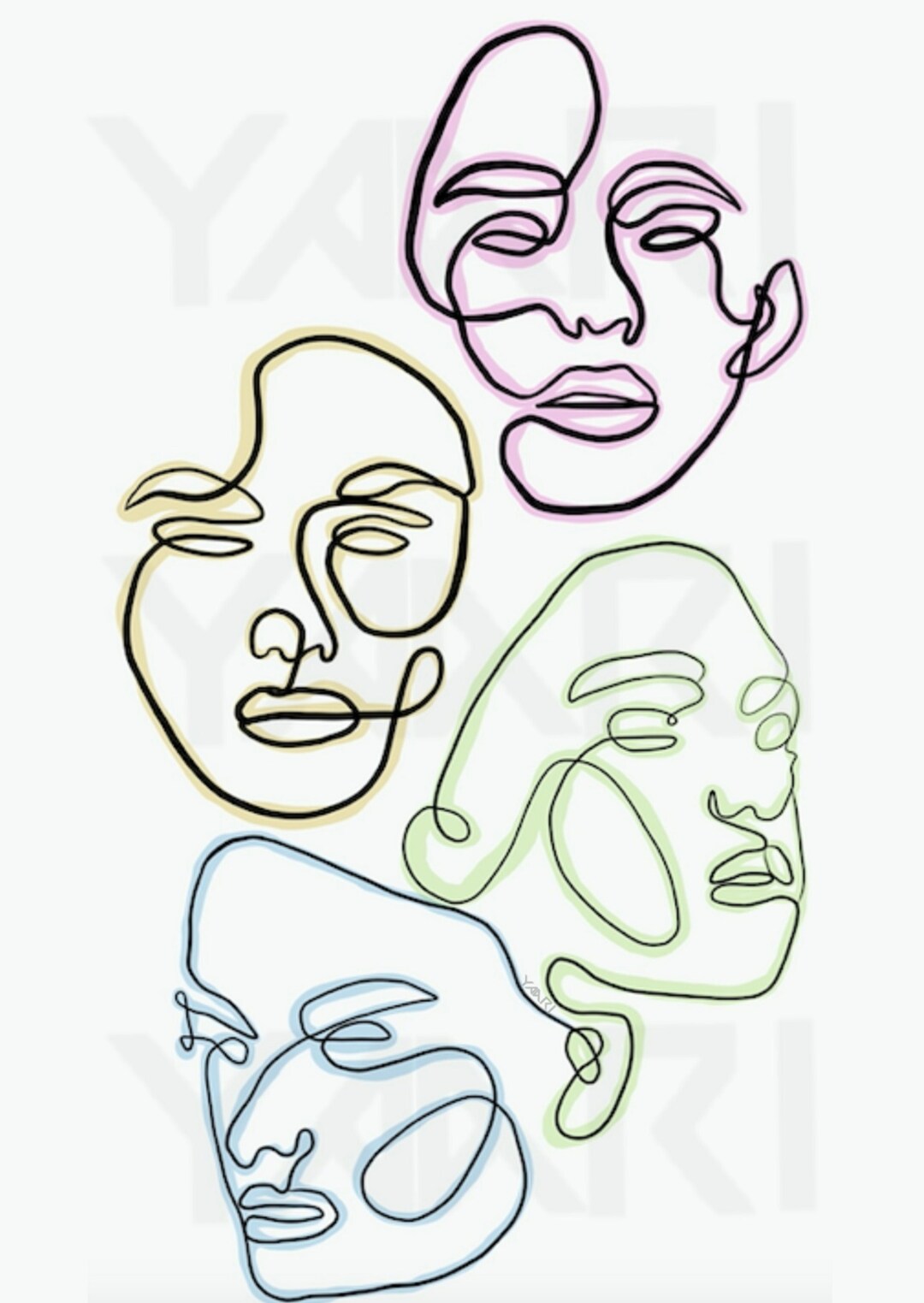 One Line Face Drawing - One Line Drawing of Abstract Faces - Etsy