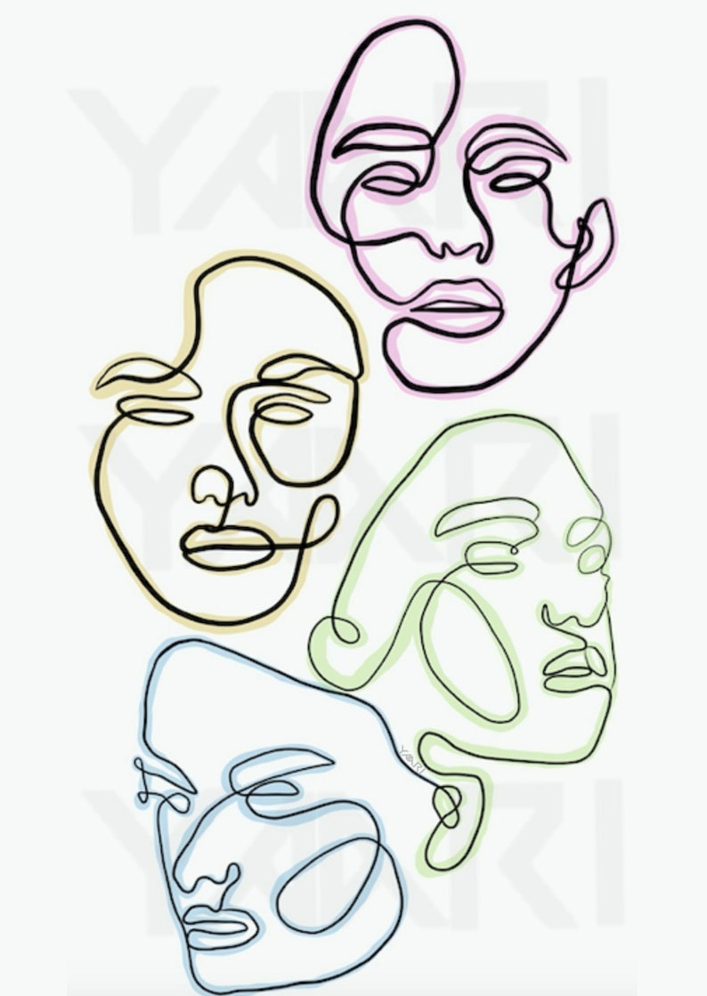 One Line Face Drawing - One Line Drawing of Abstract Faces - Etsy