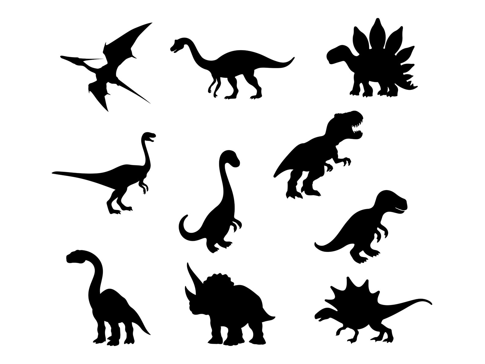 Dinosaurs Svg Bundle 10 Designs, Dinosaur Silhouettes, Dinosaur Cut ...