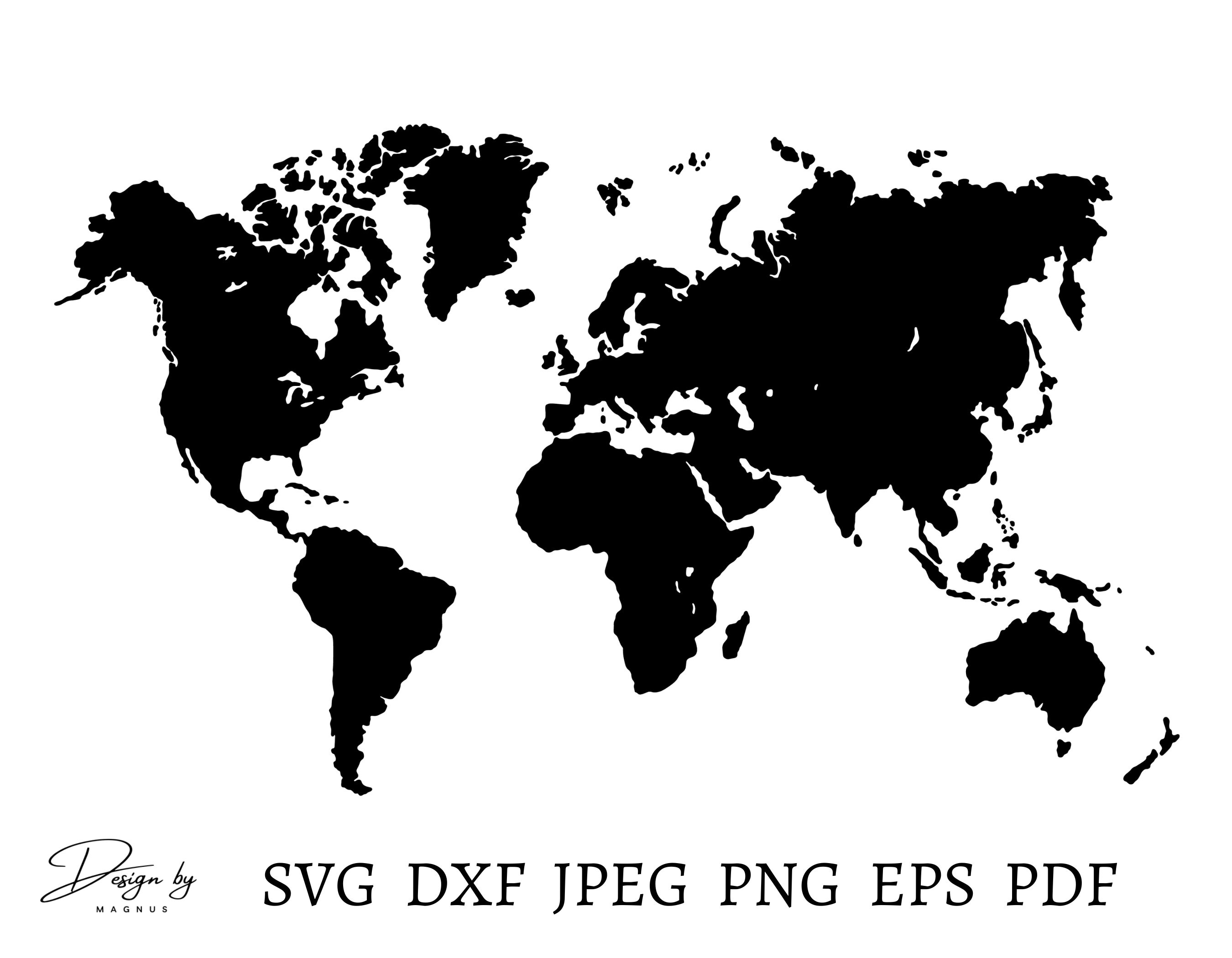 World Map SVG Digital Download World Map DXF World Map PNG - Etsy