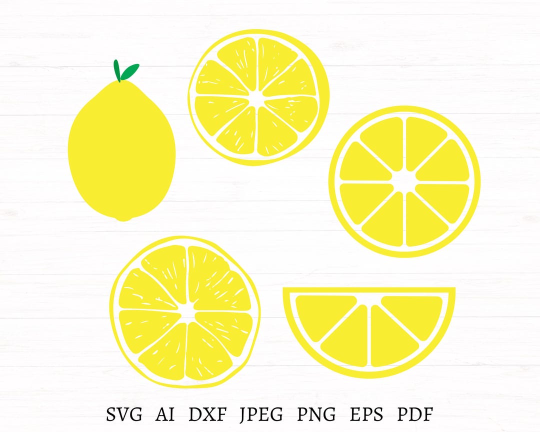 Lemon Slice Svg Bundle, 5 Design Lemon Clipart, Lemon Png With ...