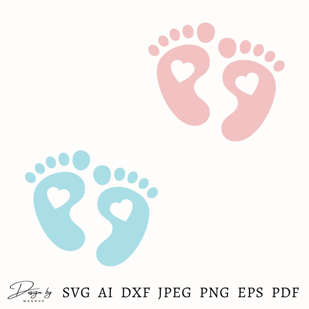 Baby Feet Svg, Blue and Pink, Baby Footprint Clipart, Baby Feet Cut ...