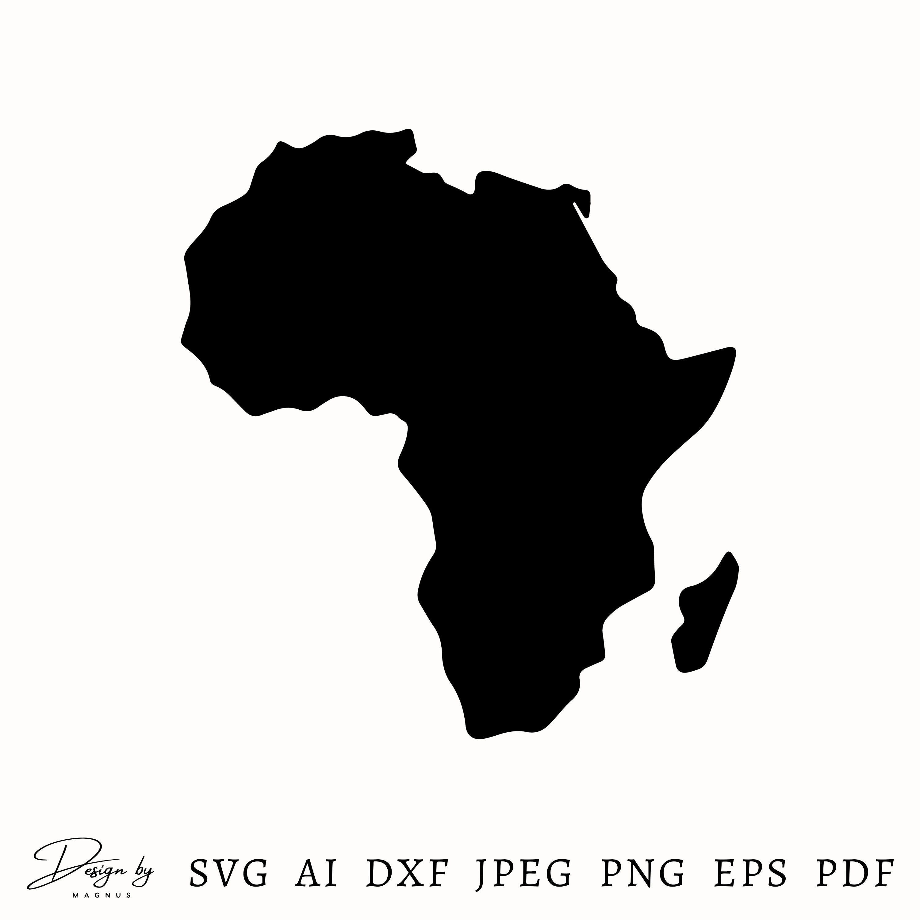 Map of Africa Svg, Map of Africa Silhouette, Africa Svg File for Cricut ...