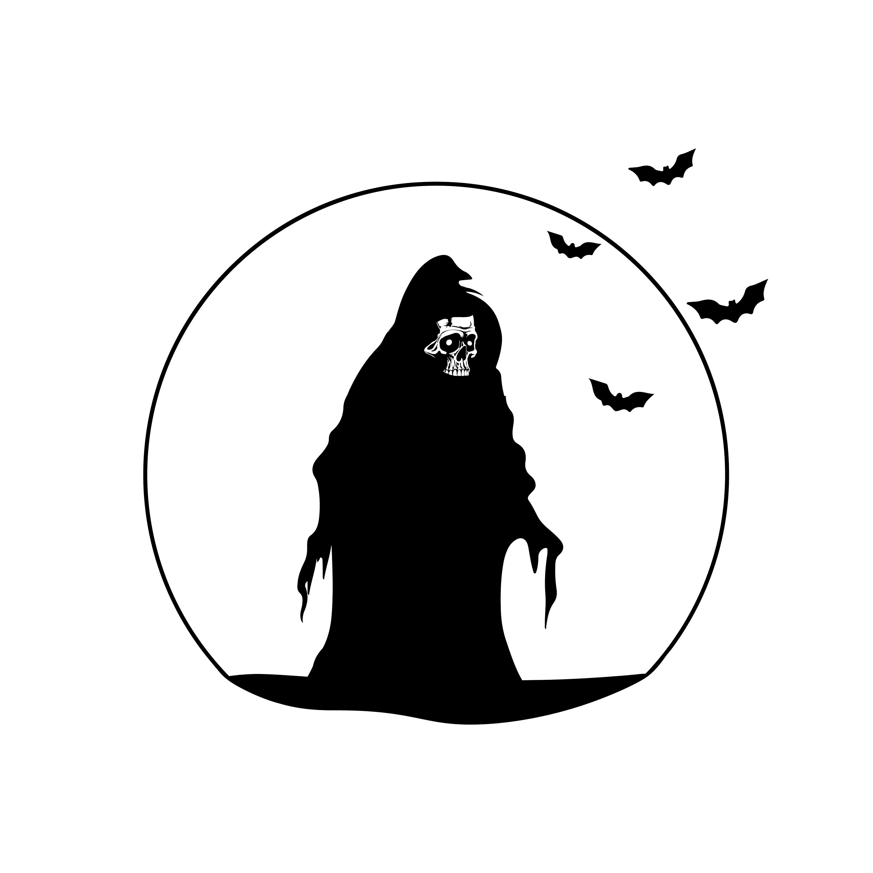 Ghost and the Moon, Svg File, Halloween Scenery, Halloween Svg ...