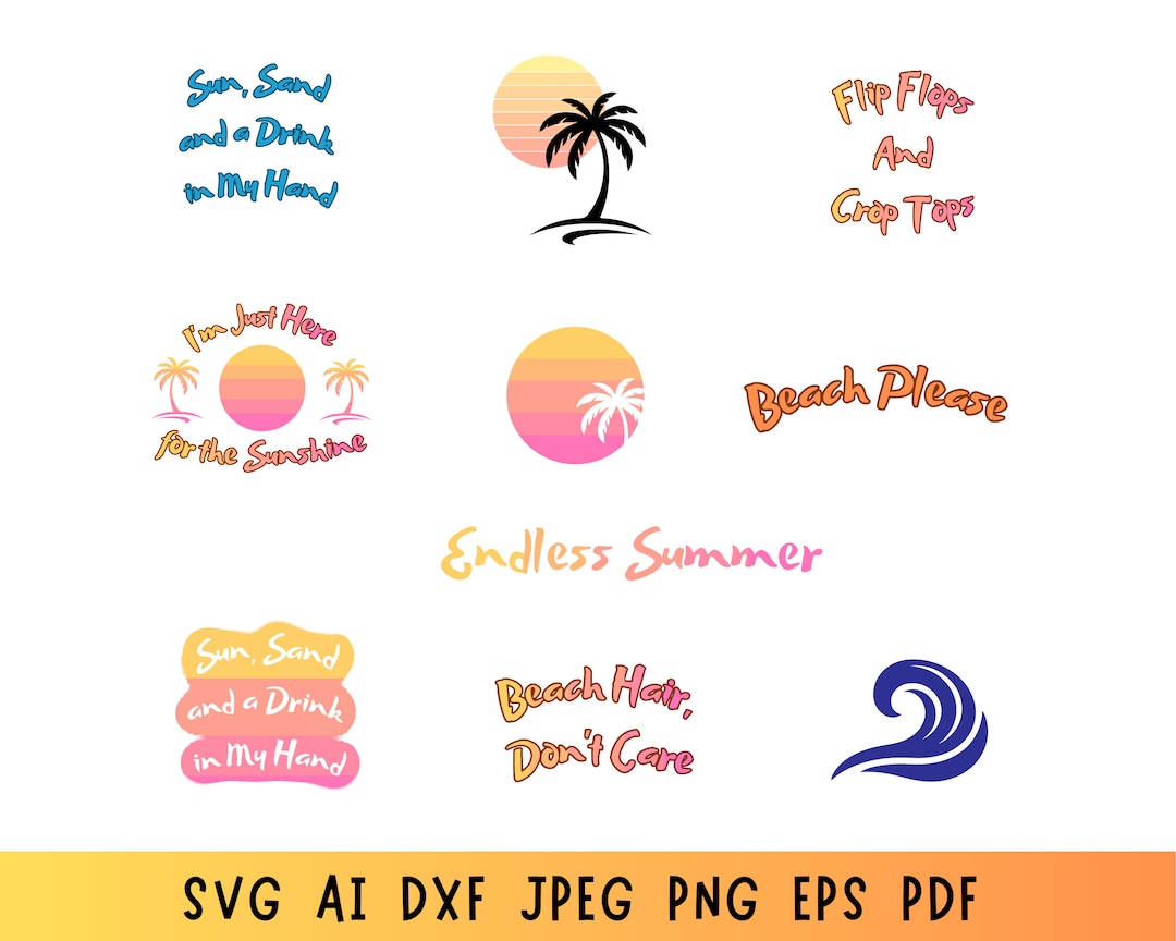 Summer Svg Bundle 10 Designs, Summer Svg Files, Summer Tshirt Designs ...