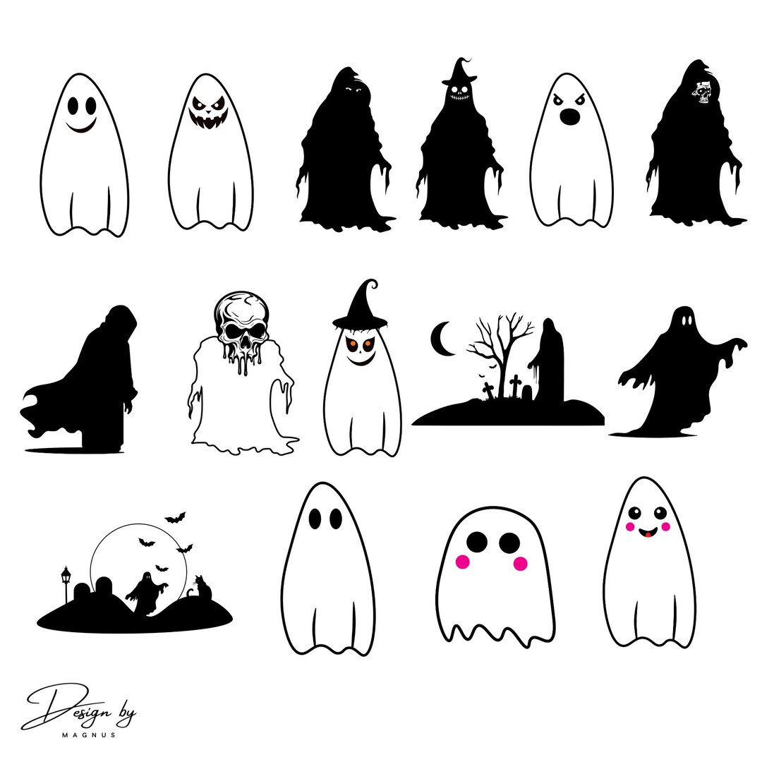 Ghost Svg Bundle, 15 Designs, Halloween Svg Bundle, Halloween Clip Art ...