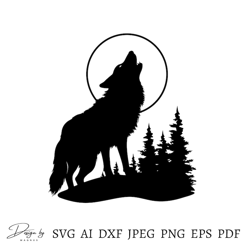Howling Wolf Svg, Wolf Svg File, Howling Wolf Clipart, Wolf Png File ...