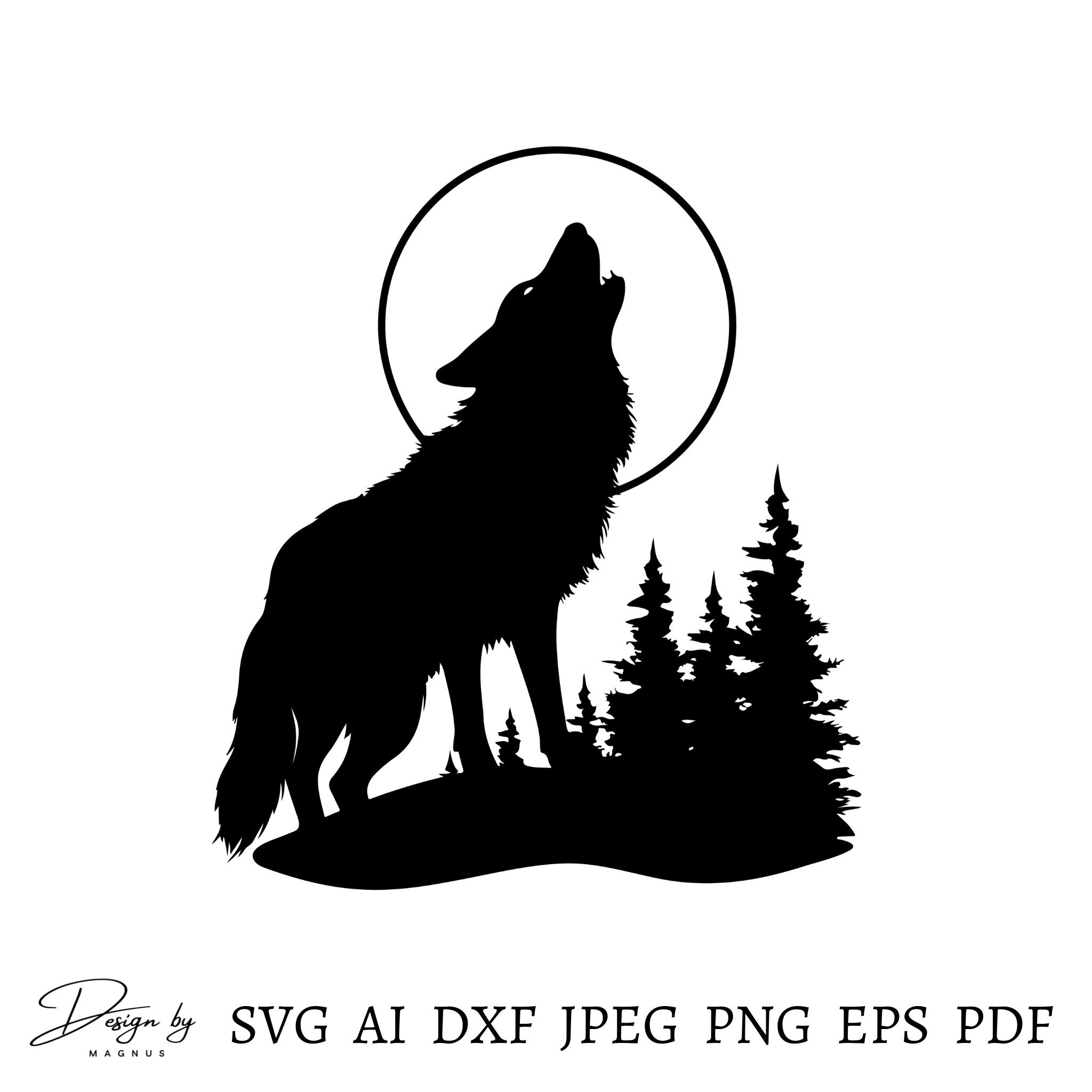Howling Wolf Svg, Wolf Svg File, Howling Wolf Clipart, Wolf Png File ...