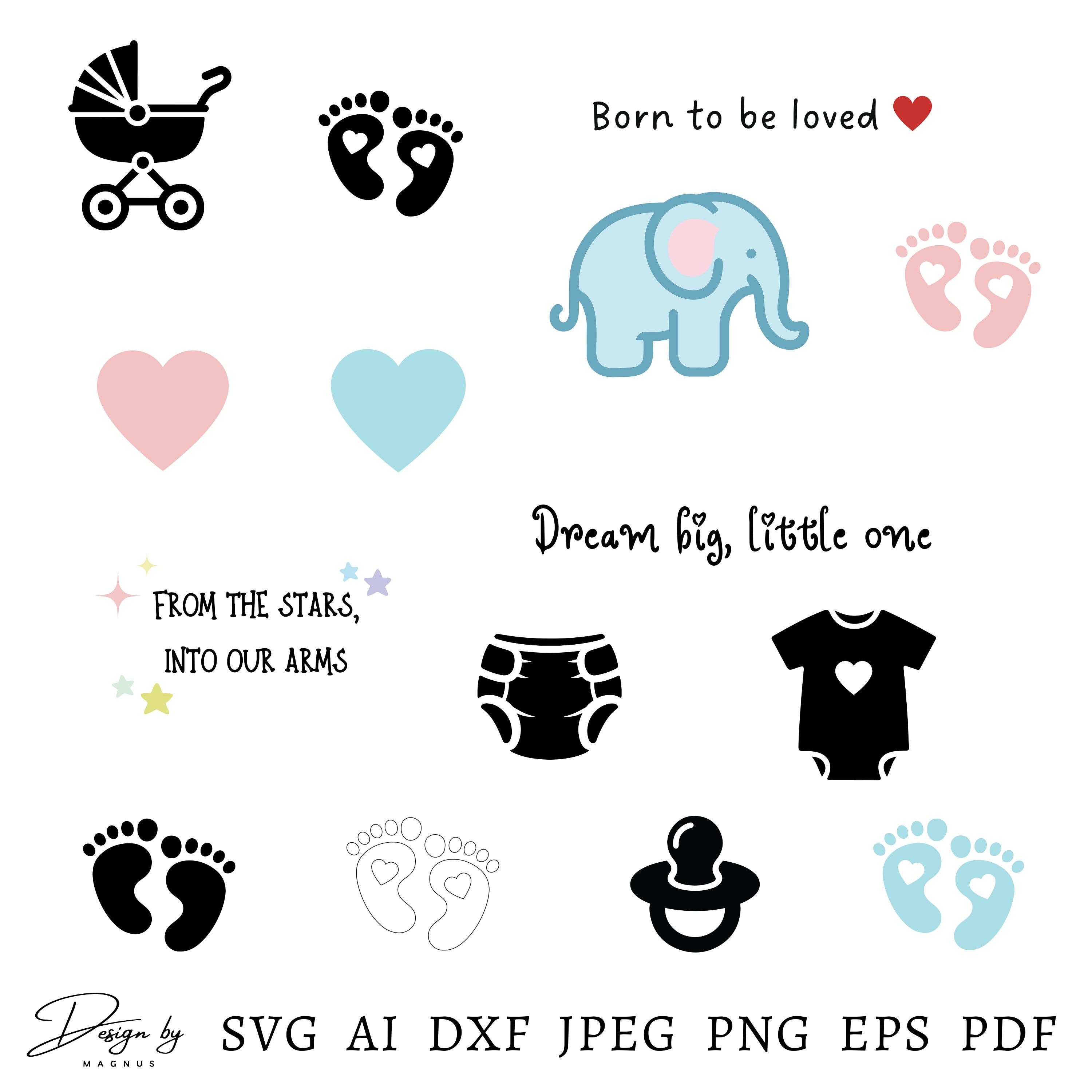 Baby Svg Bundle 15 Designs, Newborn Svg Bundle, Baby Shower Svg, Baby ...