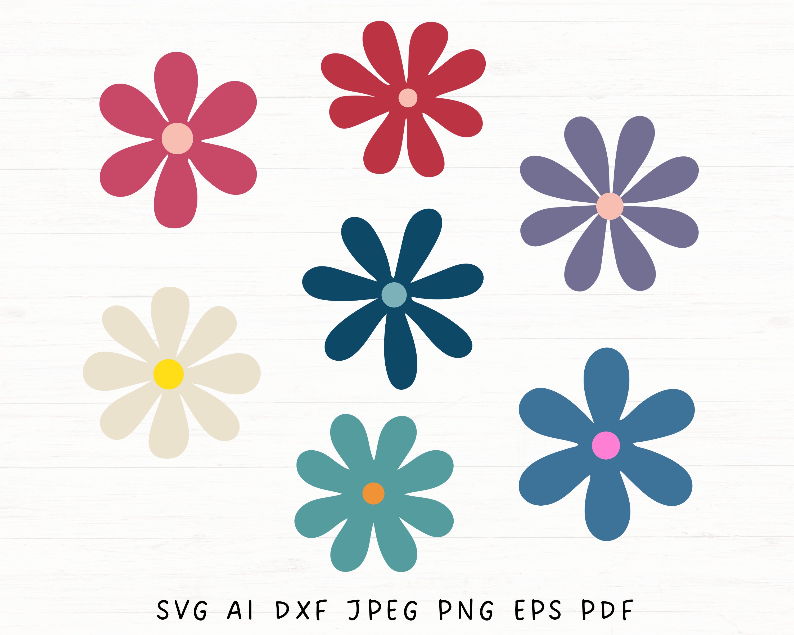 Flower Svg Bundle 7 Designs, Flower Shapes Svg, Flower Cut Files for ...