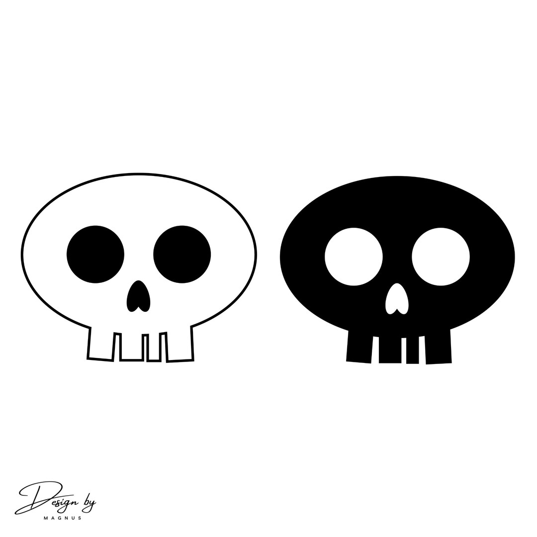 Simple Skull Svg, Black and White, Skull Cut File, Skull Design ...