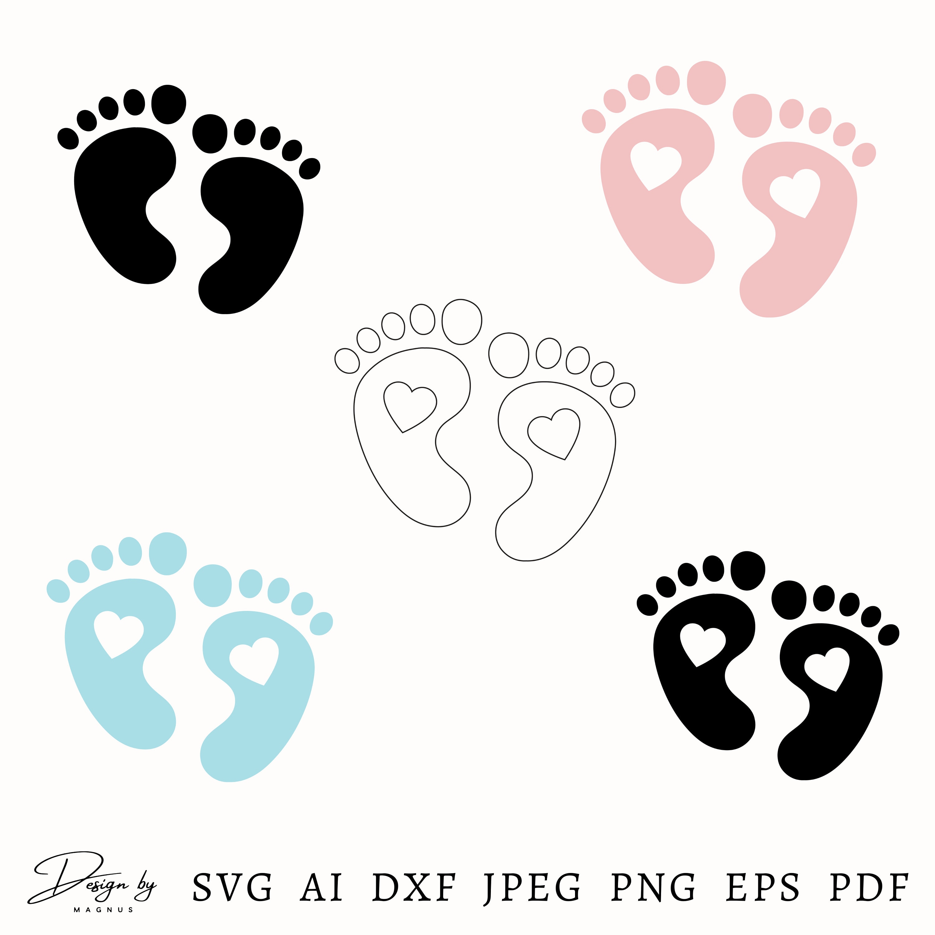 Baby Feet Svg Bundle, Baby Footprint, Baby Feet Clipart, Footprint Svg ...