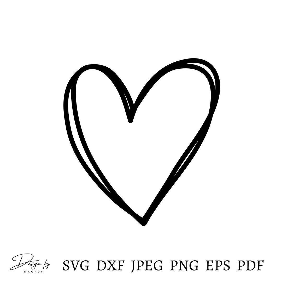 Handdrawn Doodle Heart, Doodle Heart Svg, Heart Svg, Svg Files Doodle ...