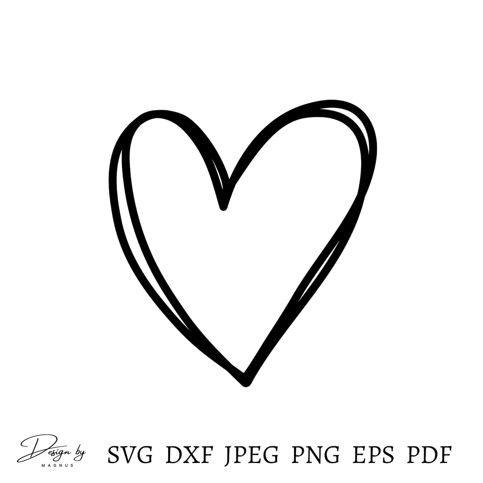 Handdrawn Doodle Heart, Doodle Heart Svg, Heart Svg, Svg Files Doodle ...