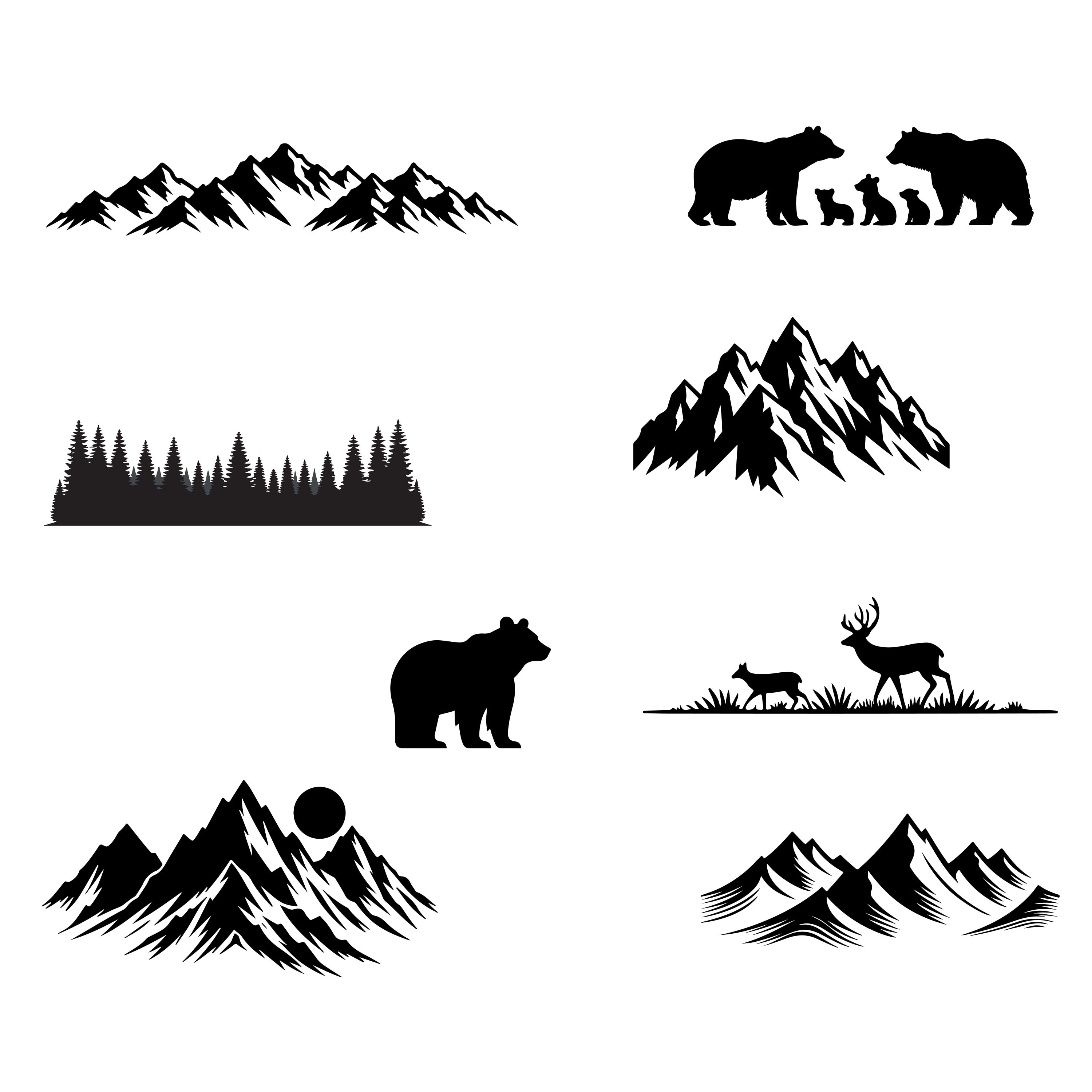 Mountains and Wildlife Svg Bundle, Outdoors Svg, Hiking Svg, Bear Svg ...