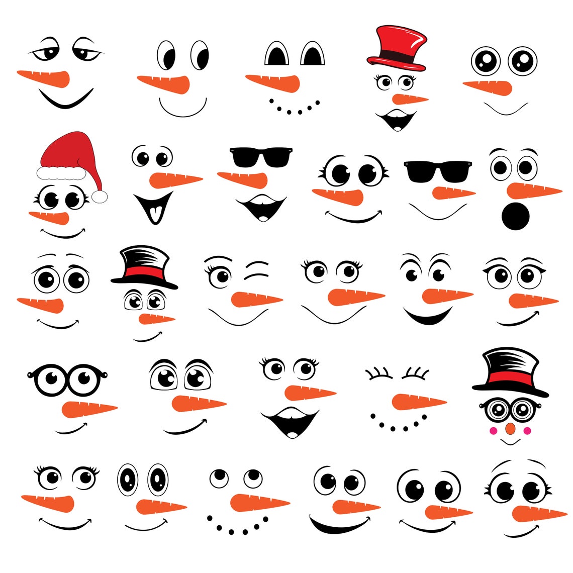 Snowman Faces Svg Bundle 28 Designs, Snowman Clipart, Snowman Cut Files ...
