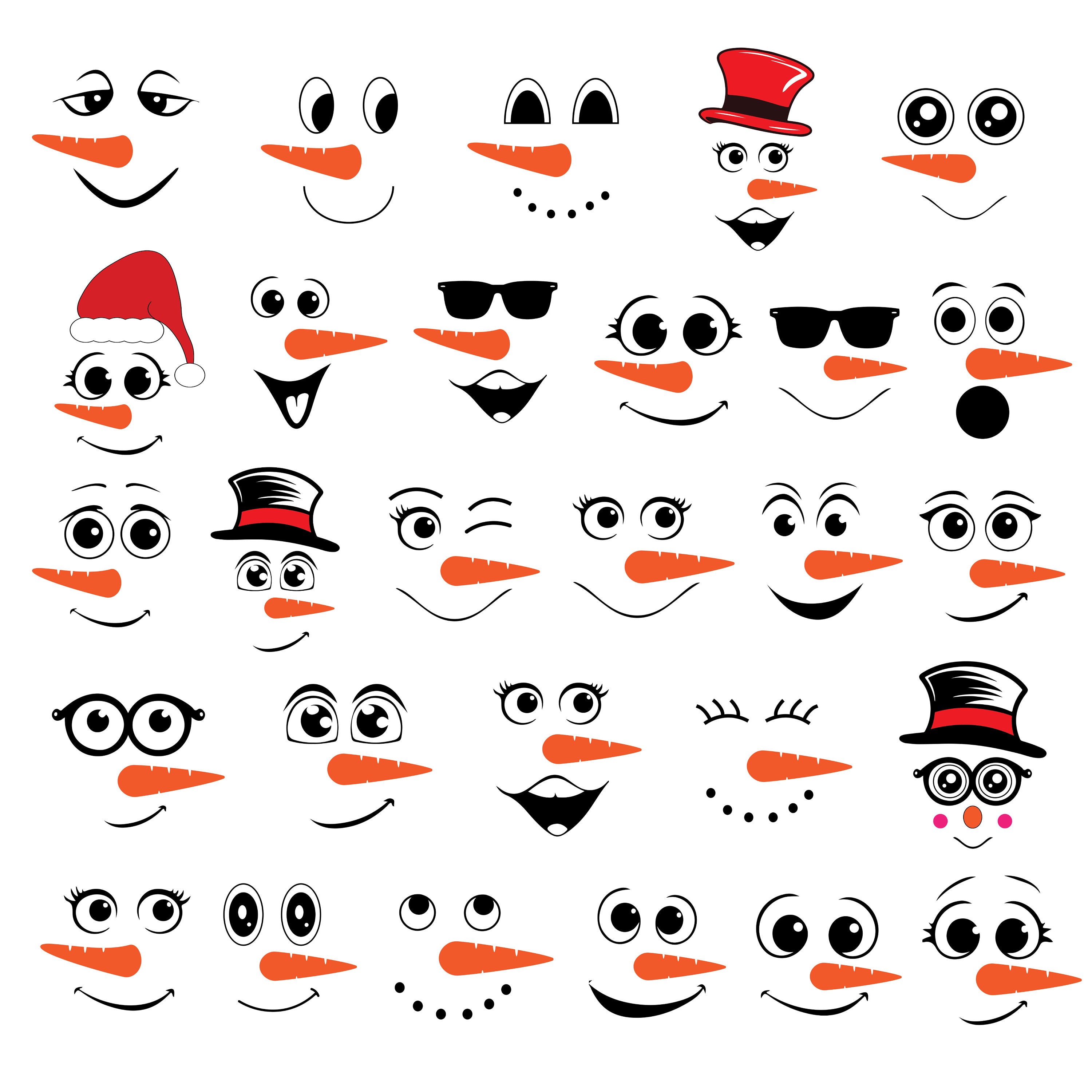 Snowman Faces Svg Bundle 28 Designs, Snowman Clipart, Snowman Cut Files ...