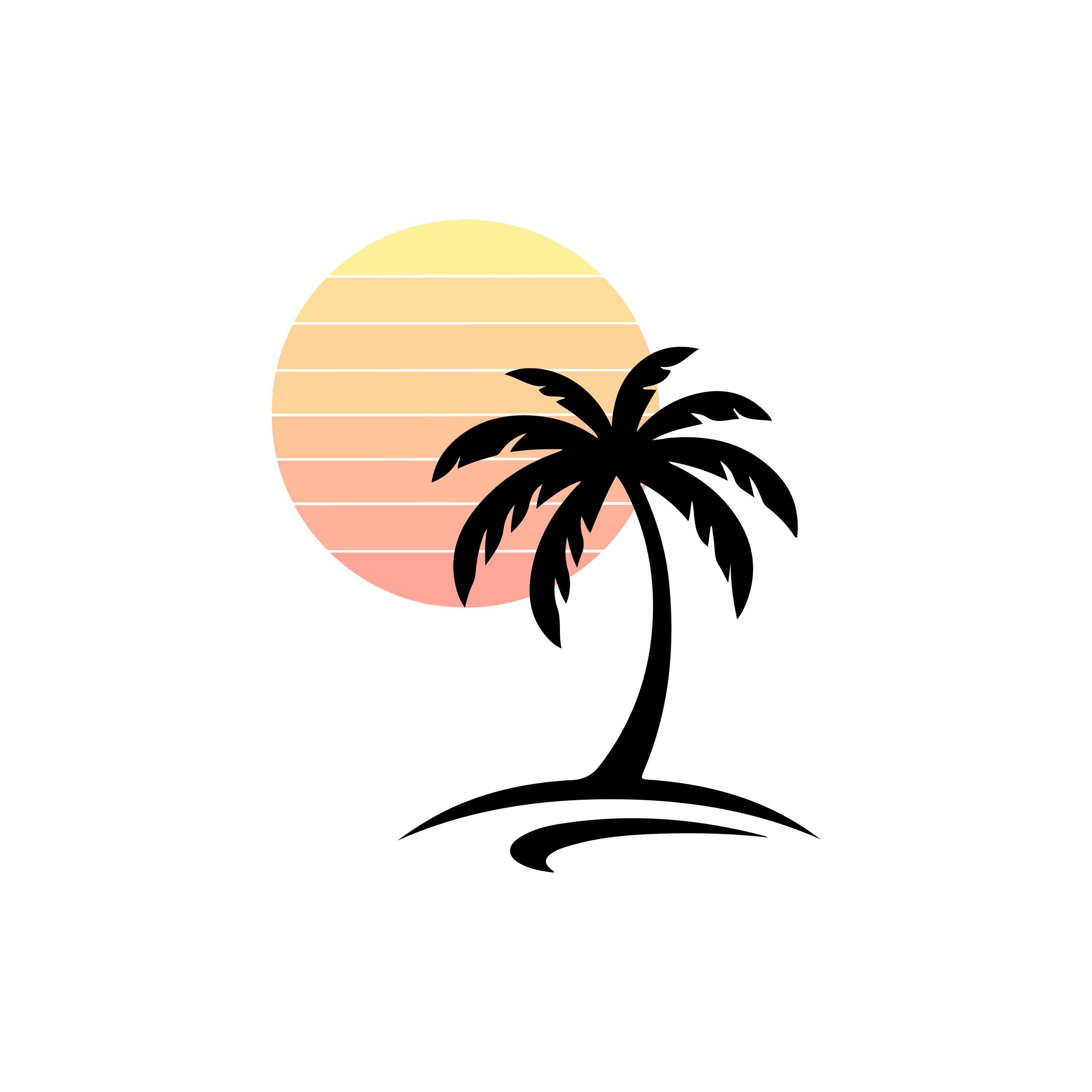 Sun and Palm Tree Svg File, Summer Vector File, Beach Svg, Vacation Svg ...