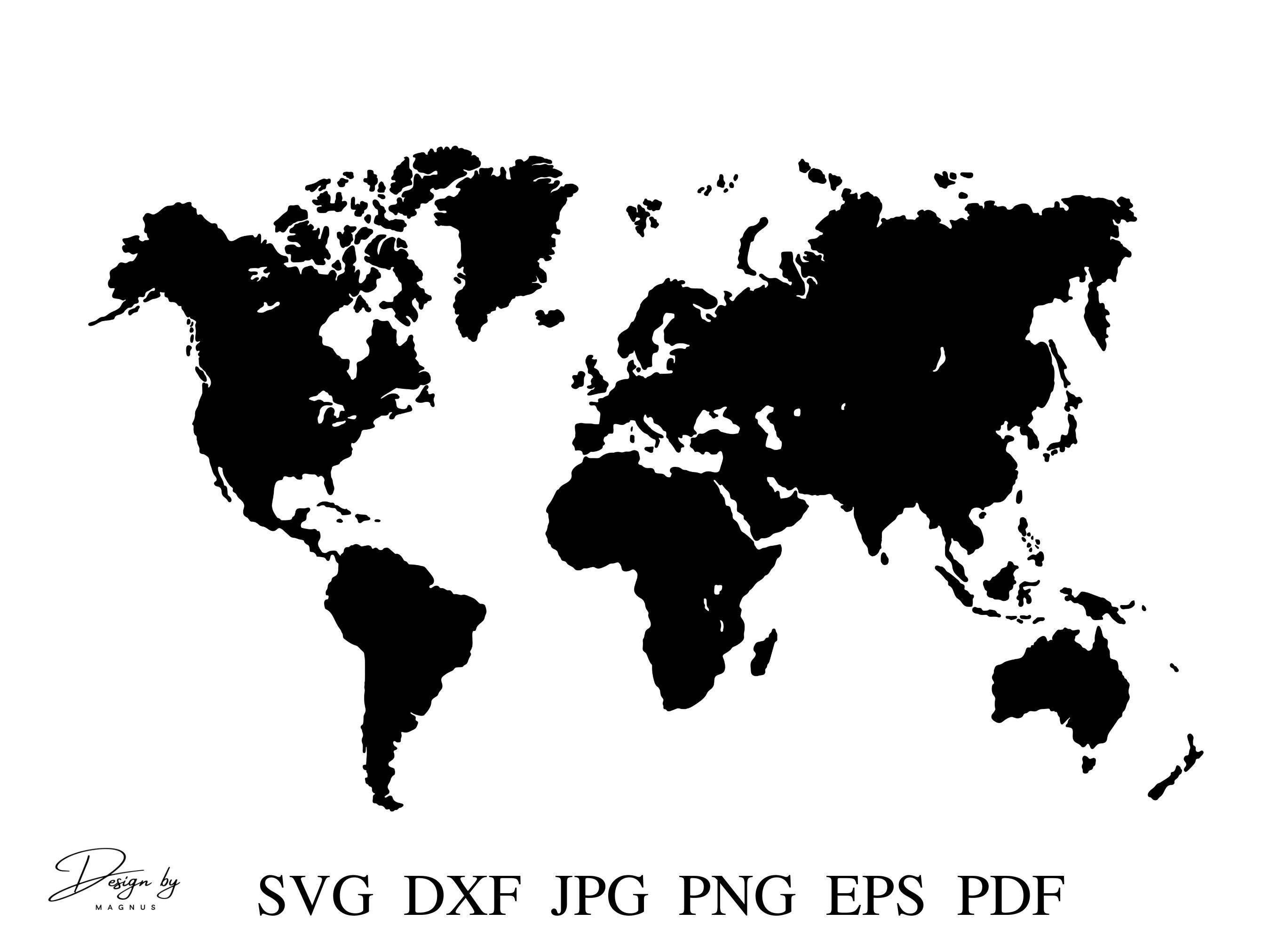 World Map SVG Digital Download World Map DXF World Map PNG - Etsy Israel