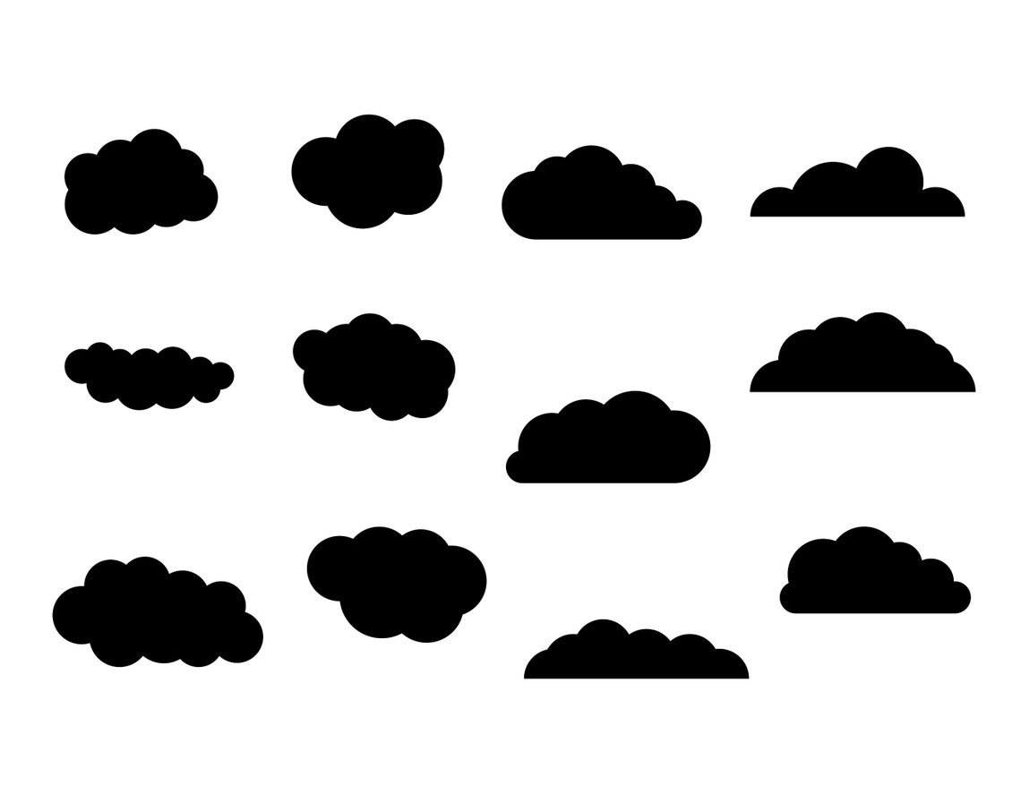 Clouds Svg Bundle, 12 Designs, Clouds Clipart, Clouds Cut File, Cloud ...