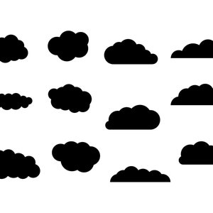 Clouds Svg Bundle, 12 Designs, Clouds Clipart, Clouds Cut File, Cloud ...