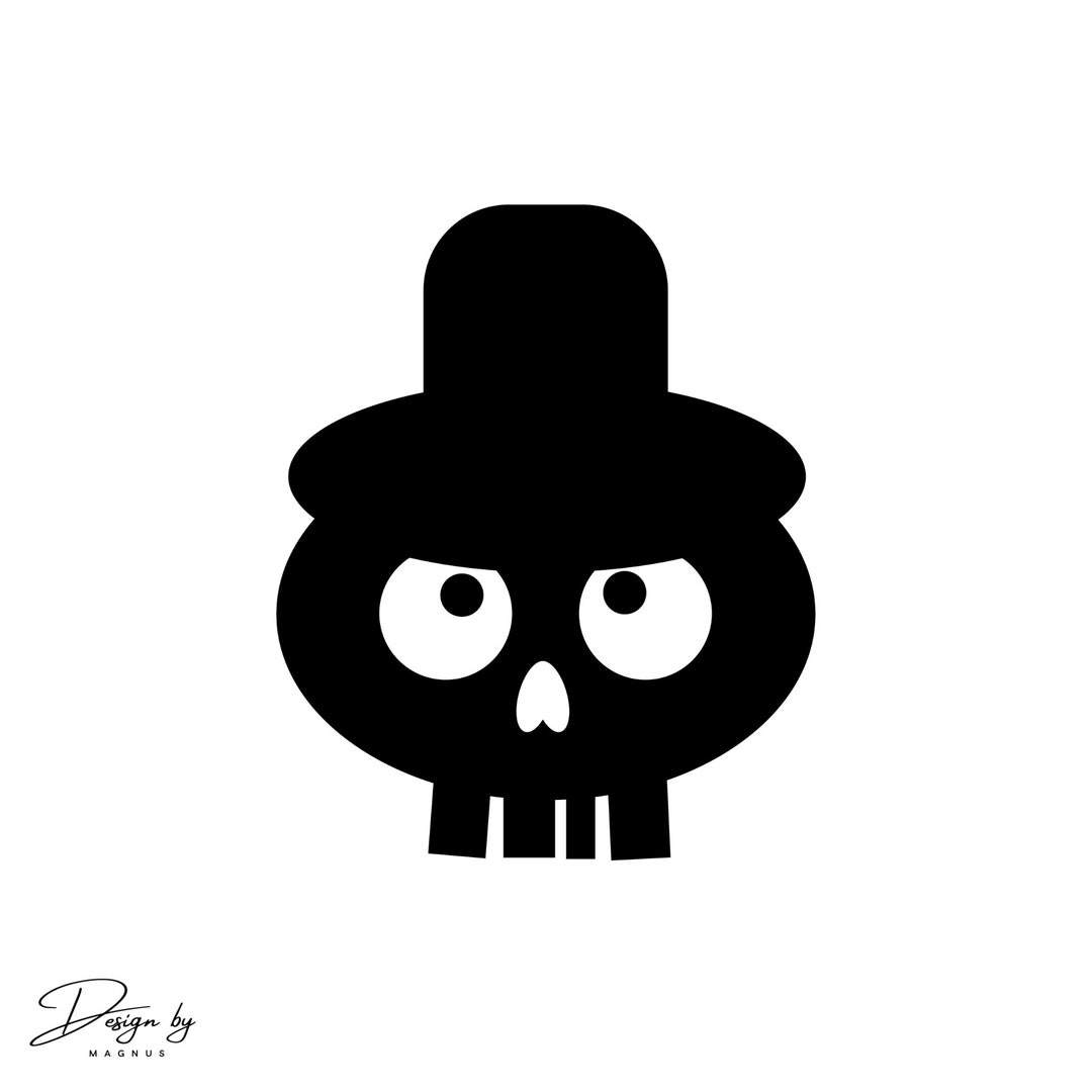 Simple Skull With Hat, Skull Cut File, Skull Silhouette, Halloween Svg ...