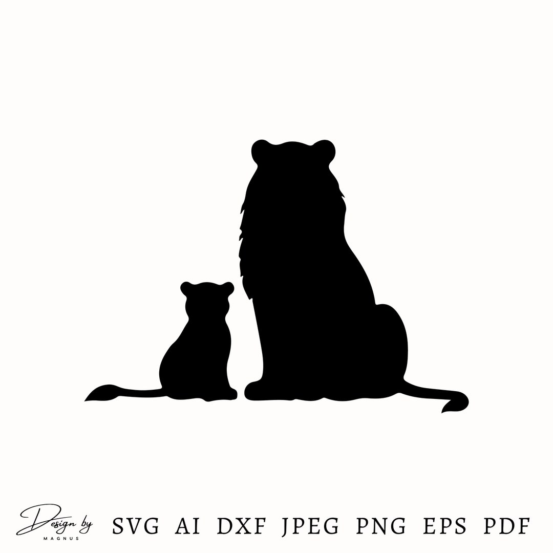 Lion and Lion Cub Svg, Lion Silhouette, Lion Svg File, Lion Svg for ...