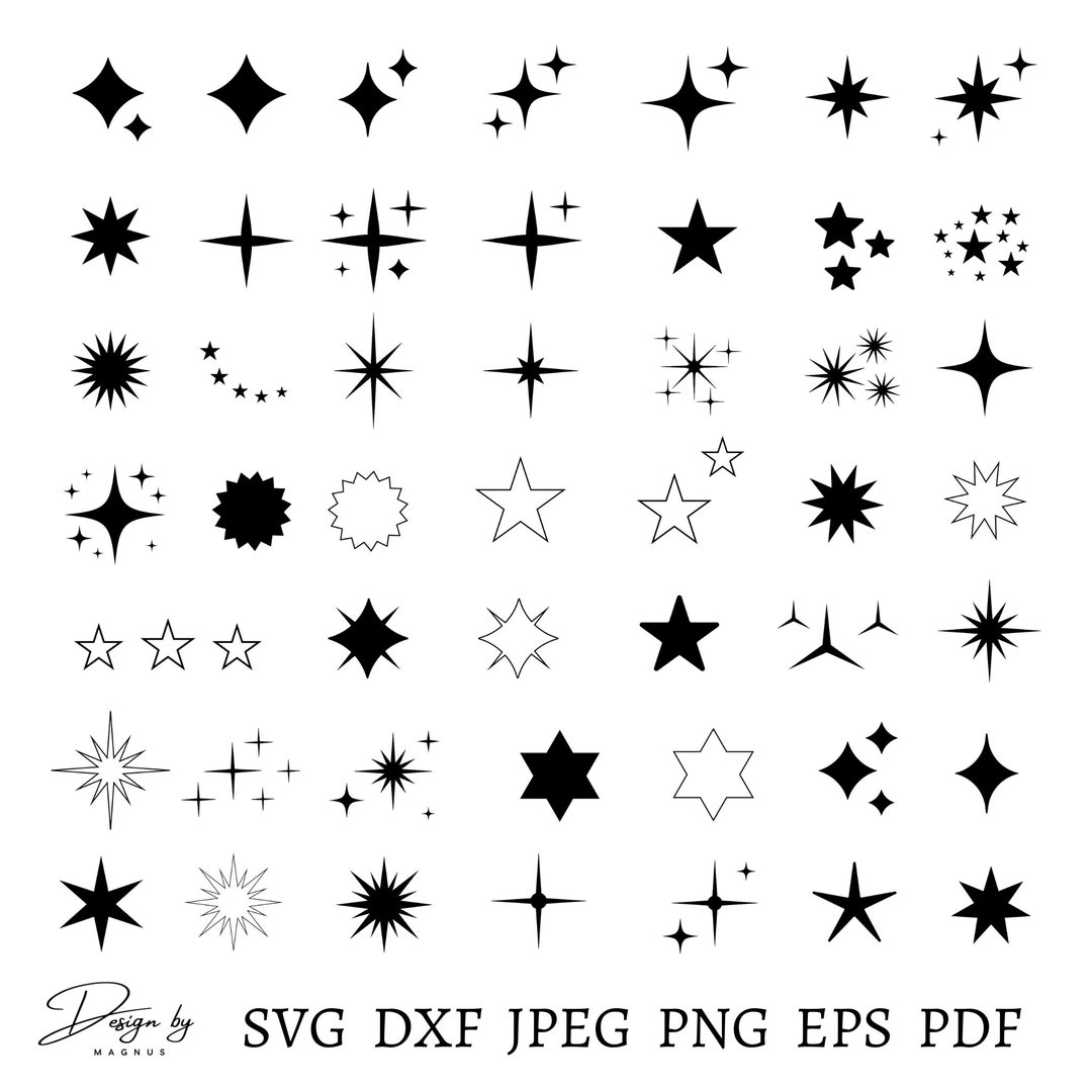 Sparkle Svg Bundle 48 Designs, Sparkle Svg, Sparkle Png, Star Svg File ...