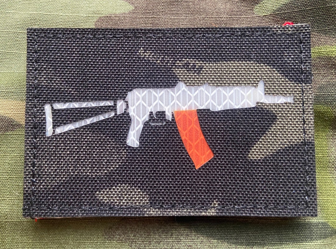 Laser Cut Multicam Black Cordura AKS-74U 3" X 2" Morale Patch With Velcro Back - Made in USA ...