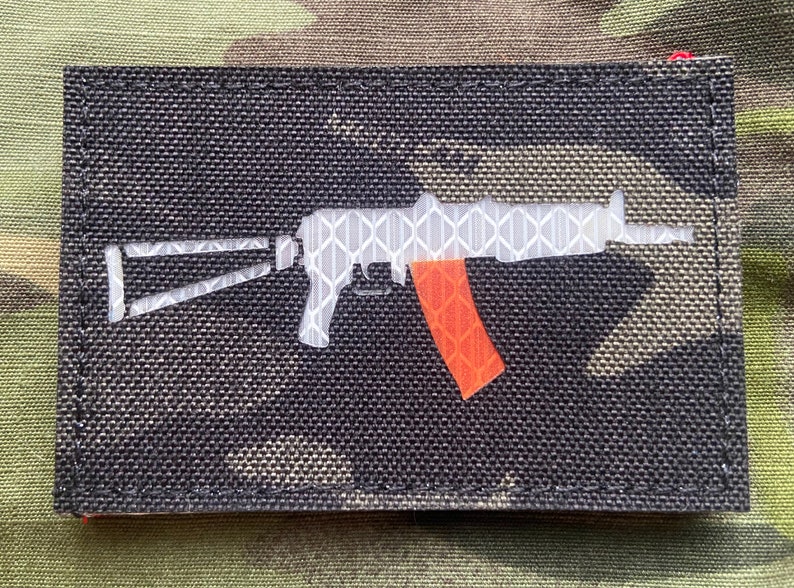 Laser Cut Multicam Black Cordura AKS-74U 3" X 2" Morale Patch With Velcro Back - Made in USA ...